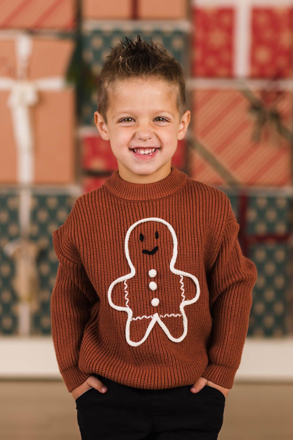 Brown Gingerbread Man Sweater | Boys' Christmas Clothing – Sparkle In Pink