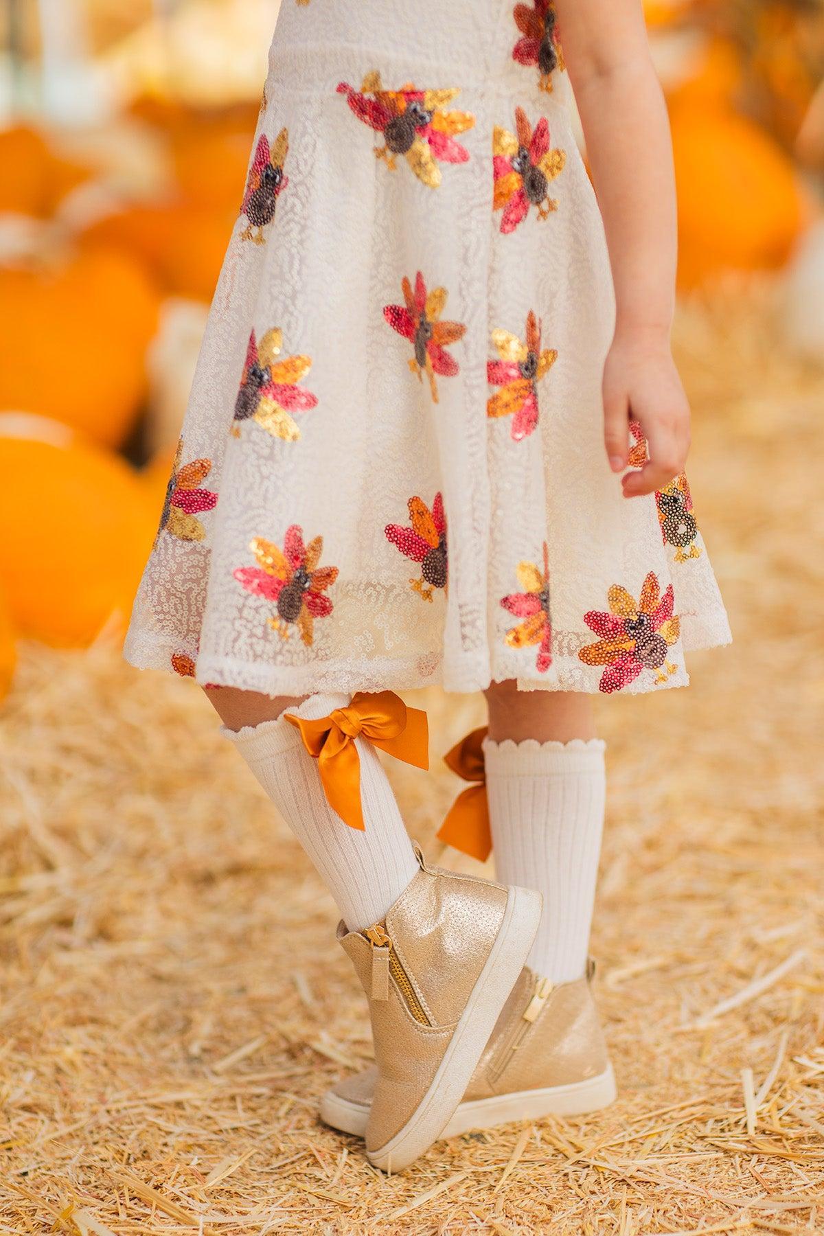 Sequin Turkey Dress | Girls' Thanksgiving Clothing – Sparkle In Pink