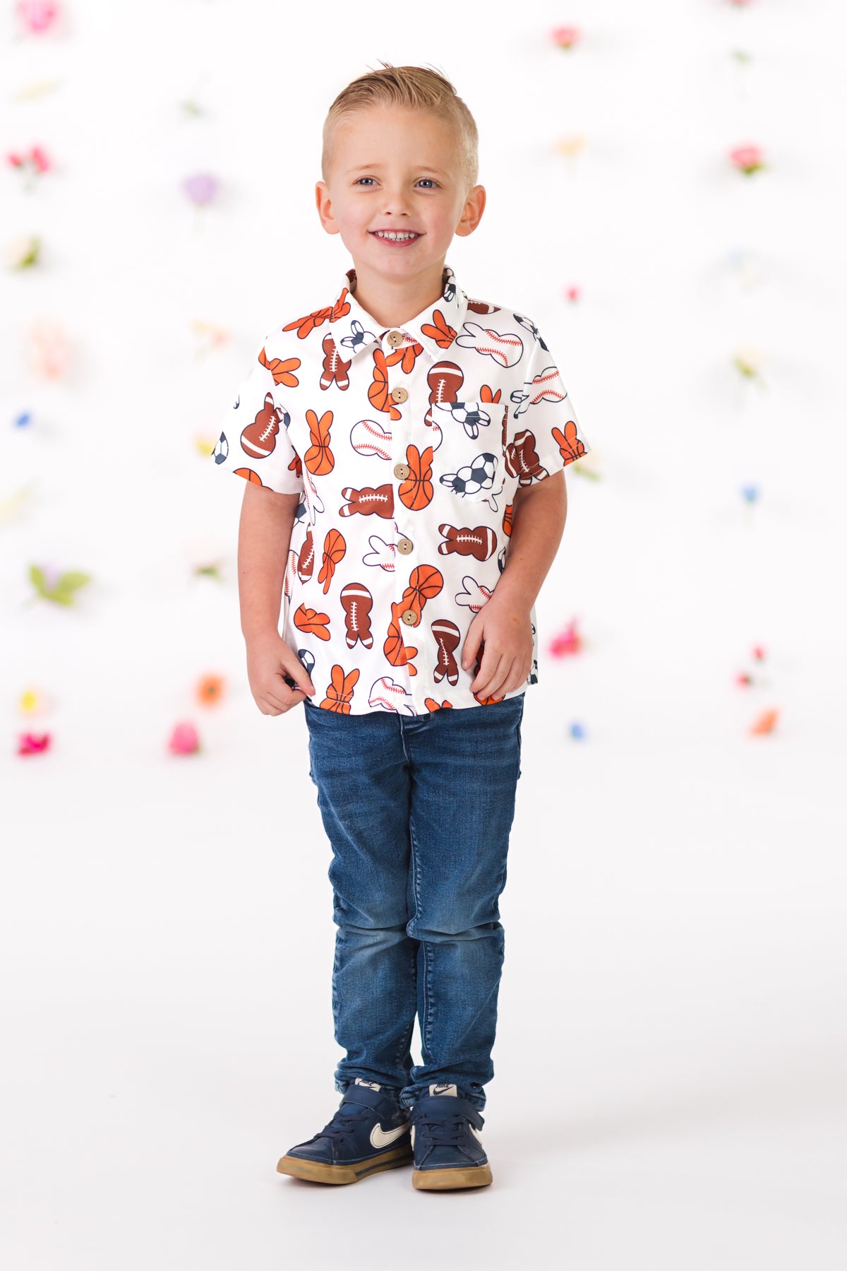 Sporty Peep Button Down | Boys' Spring & Easter Clothing – Sparkle In Pink