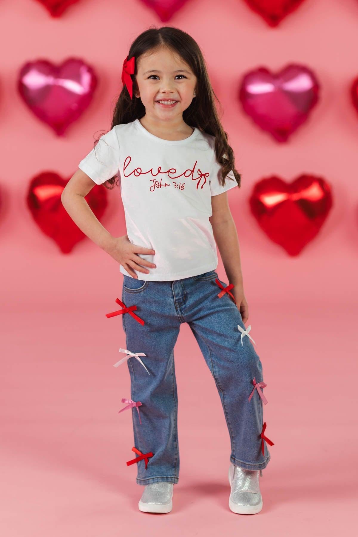 "Loved, John 3:16" Denim Pant Set | Girls' Valentine's Clothing ...