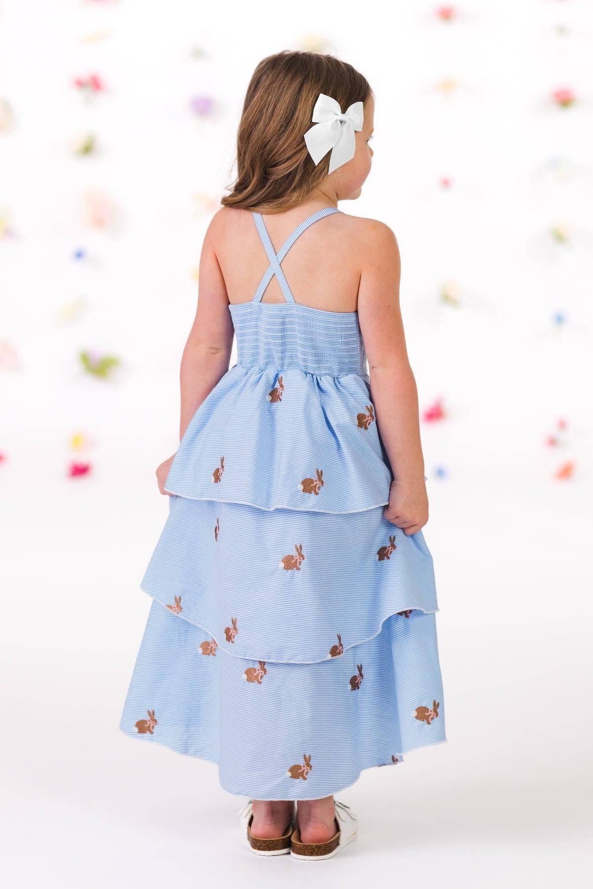 Blue Stripe Bunny Tank Dress | Girls' Easter Clothing – Sparkle In Pink