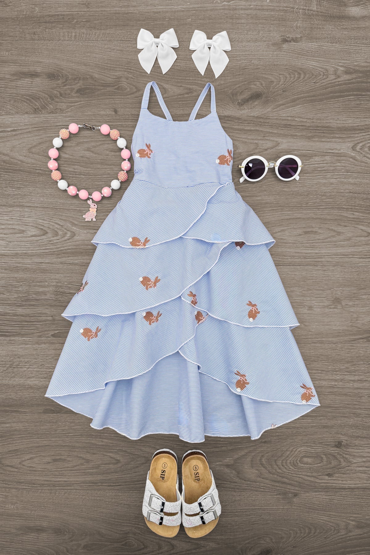 Blue Stripe Bunny Tank Dress | Girls' Easter Clothing – Sparkle In Pink